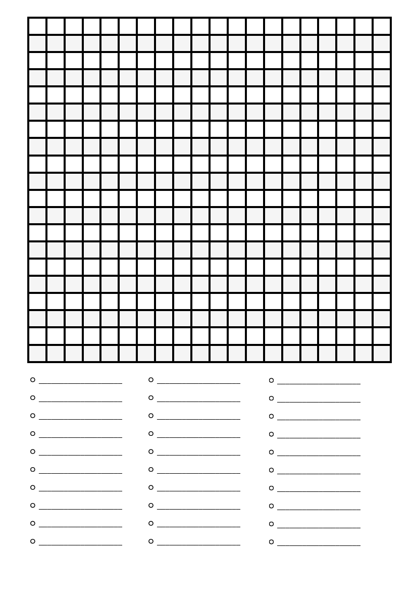Blank Word Search Template 30 Words The Sidlaw Hare